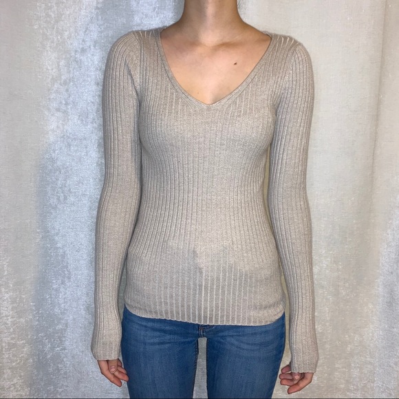 Express | Sweaters | Express Beige Vneck Sweater Xs | Poshmark